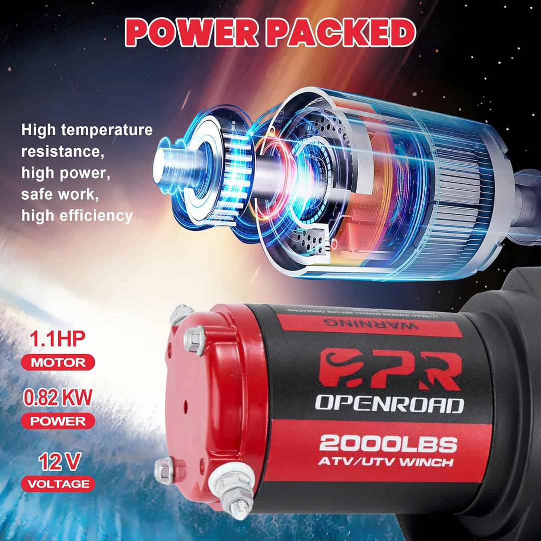 OPENROAD 2500 lb ATV/UTV Winch,12 V Towing Off-Road Electric ATV Winch ...