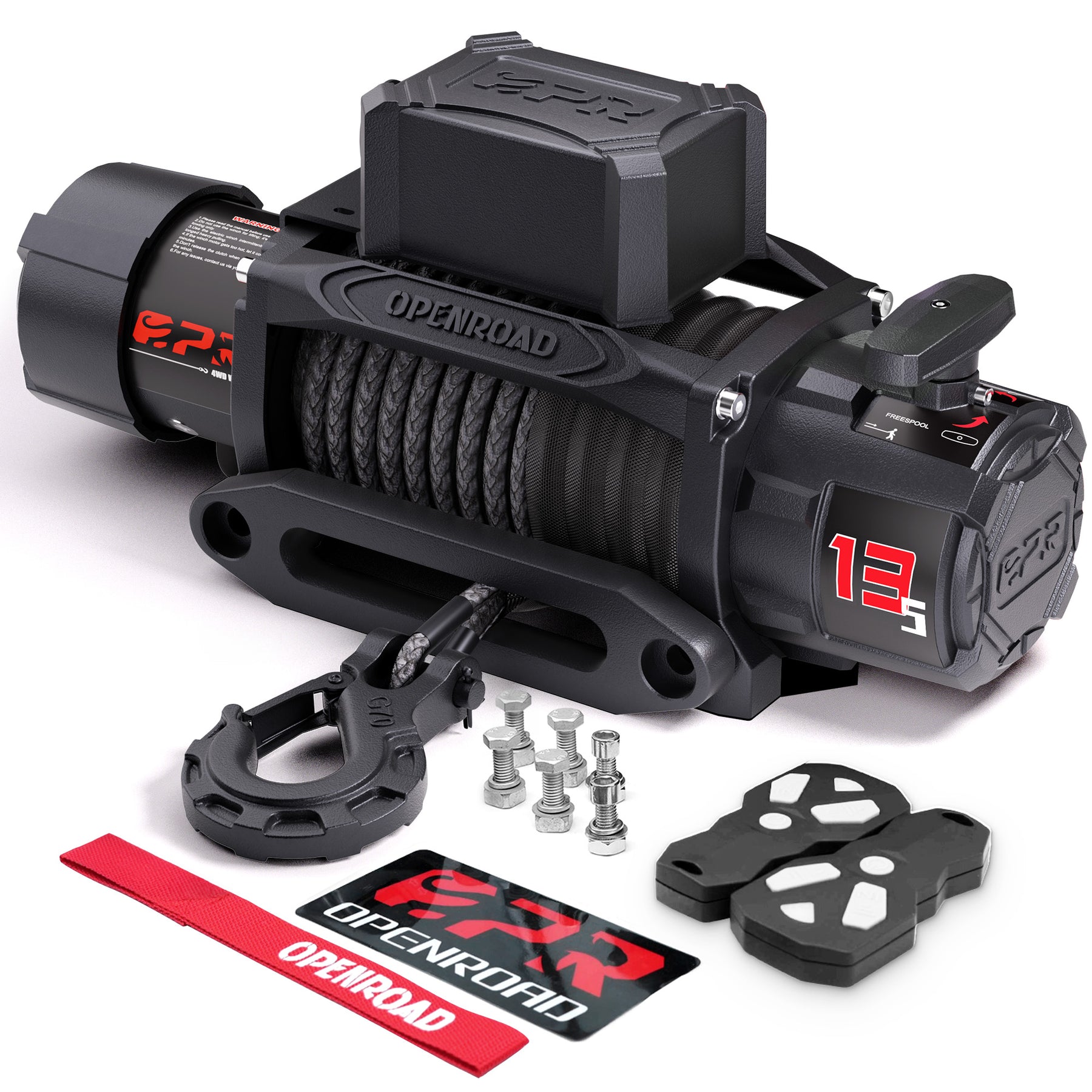 OPENROAD 13,500lbs electric winch with Synthetic Rope - Panther Series ...