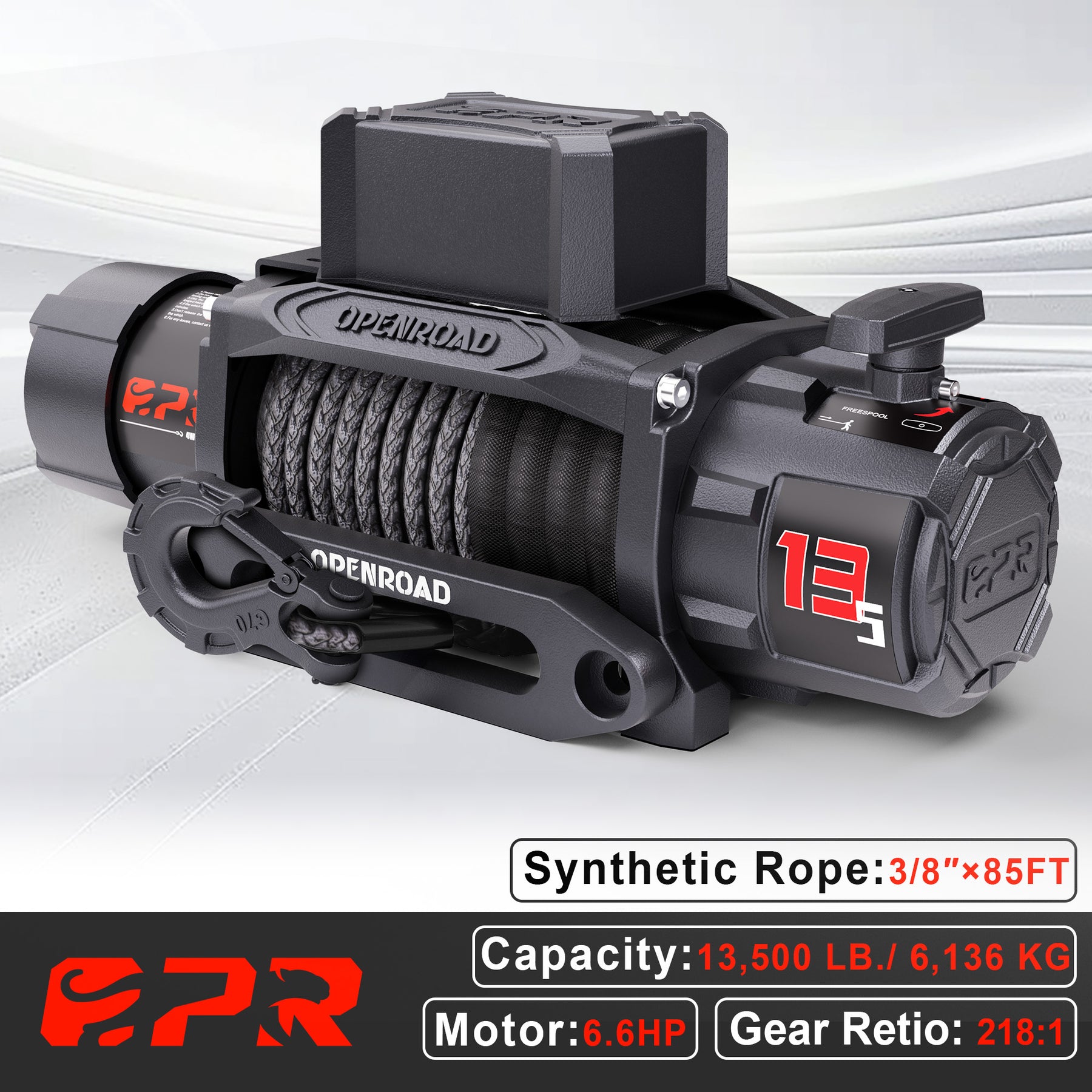 OPENROAD 13,500lbs electric winch with Synthetic Rope - Panther Series ...