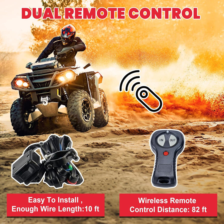 OPENROAD 4500lbs ATV/UTV Winch with Synthetic Rope and 2 Wireless Remo ...