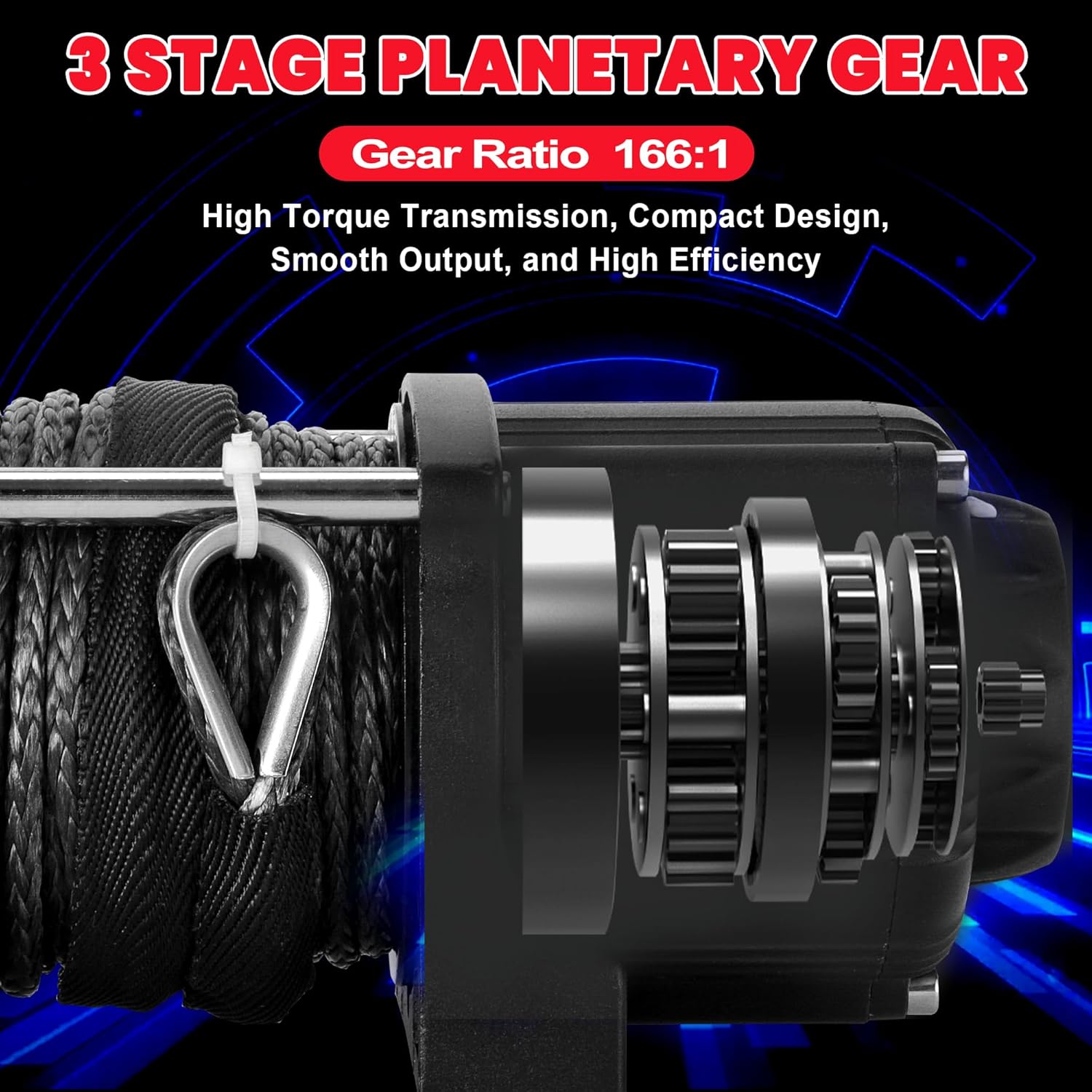 OPENROAD 4500lbs ATV/UTV Winch with Synthetic Rope and 2 Wireless Remo ...